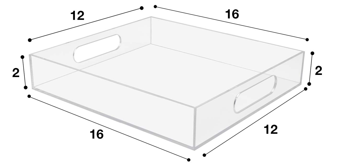 Sorbus Acrylic Serving Tray with Handles - Serving Coffee, Appetizer, Breakfast, Butler-Kitchen Countertop - Decorative Makeup Drawer Organizer - Vanity Table - Ottoman (12" x 16")