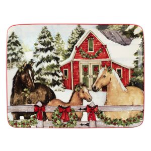 certified international homestead christmas rectangular platter 16in x 12in, multicolor, large