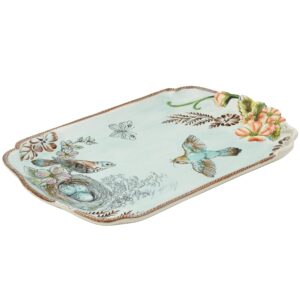 fitz and floyd english garden serving platter, 17 inch, blue