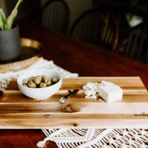 Villa Acacia Raw Wood Slab Serving Platter, Extra Long 22 Inches for Bread Board or Cheese Tray, Single, 22 Inch