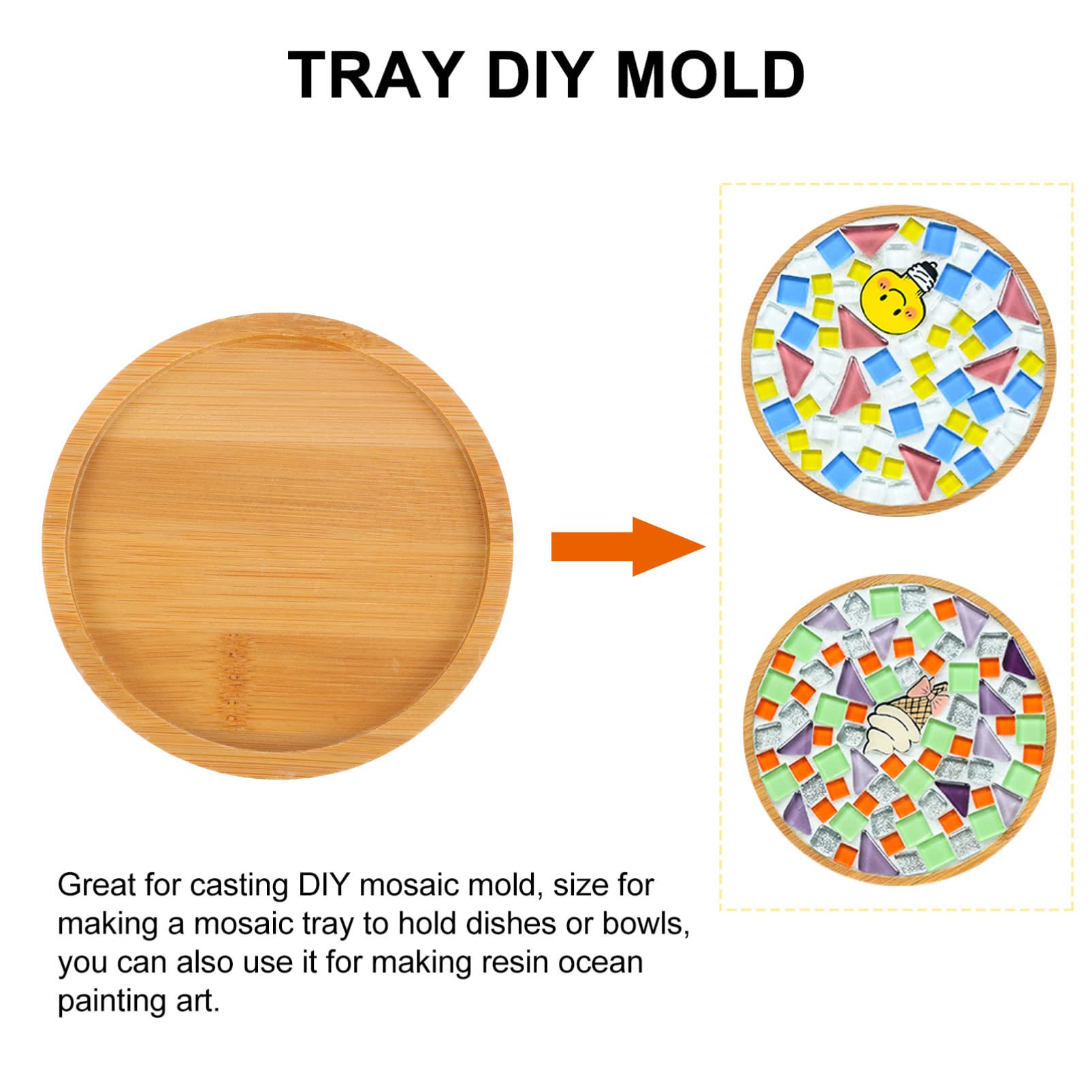 Didiseaon Wooden Tray Fillable Mosaic Trays Art Tray for DIY Plate Ornaments Making Crafts (6pcs)