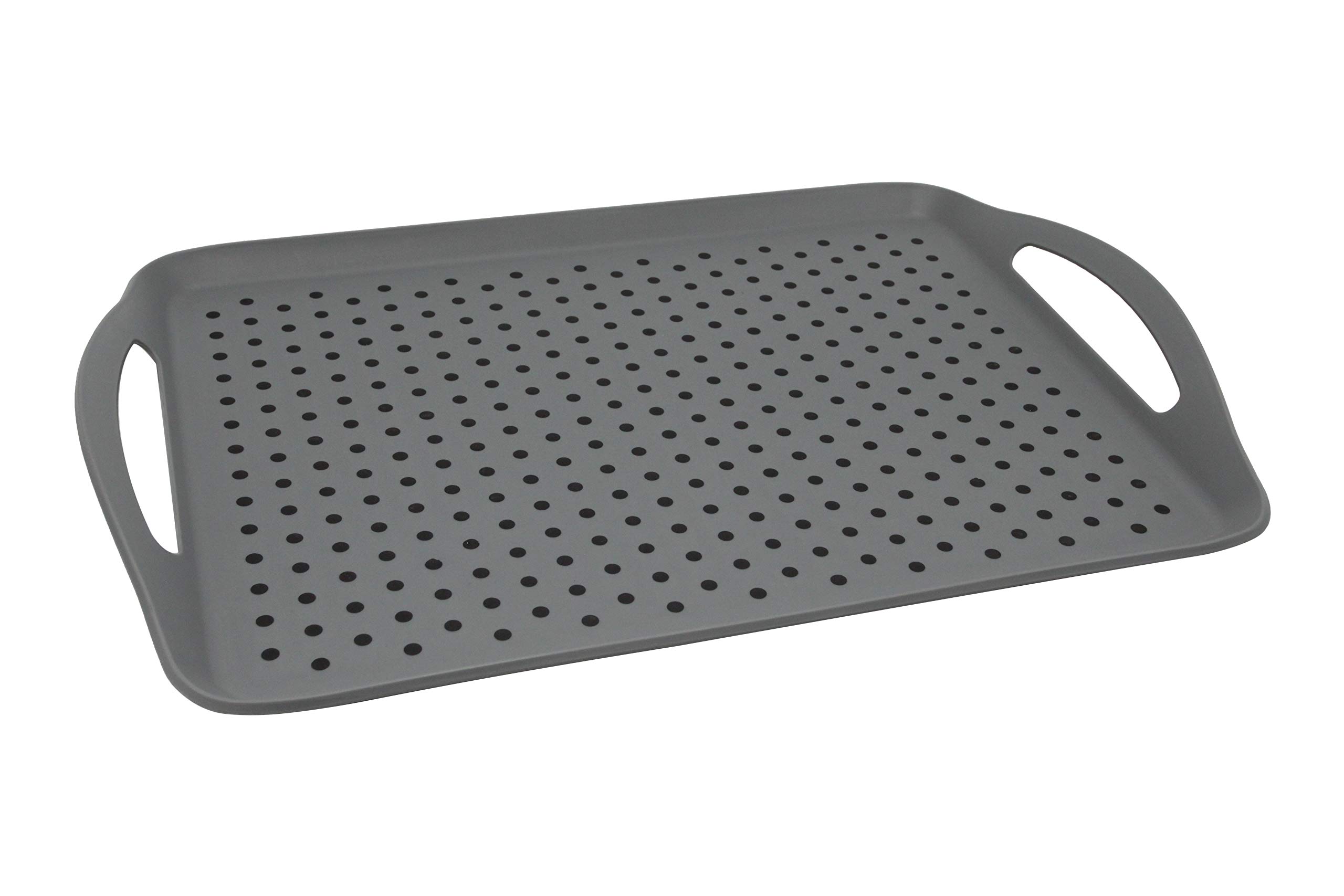 ChopMaster Rectangular Anti Slip Serving Tray with Handle (Large, Grey)