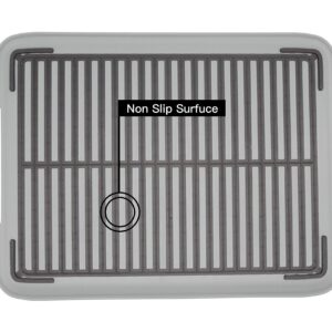 ChopMaster Rectangular Anti Slip Serving Tray with Handle (Large, Grey)