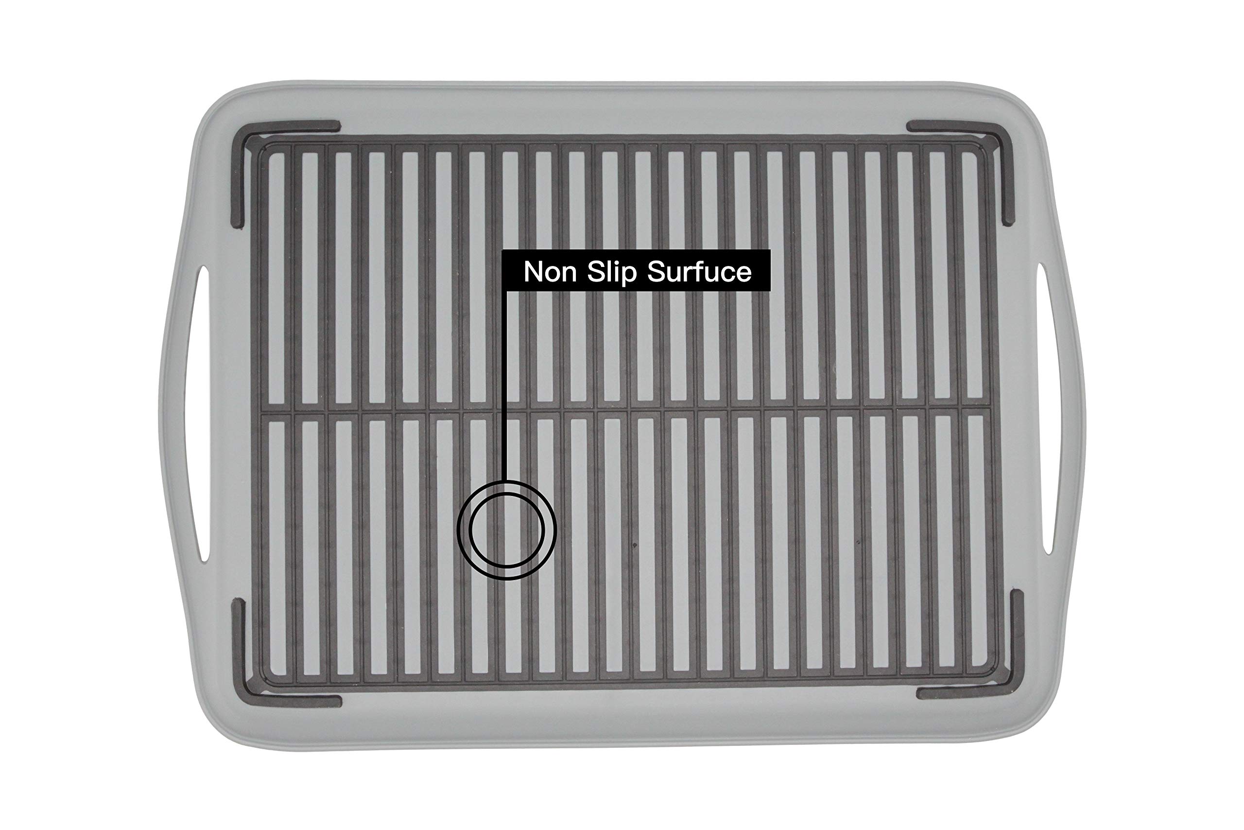 ChopMaster Rectangular Anti Slip Serving Tray with Handle (Large, Grey)