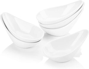 malacasa porcelain sauce dip bowls, ceramic serving dish condiment set, small snack bowls for seasonings/appetizers/relish, set of 6, series ramekin