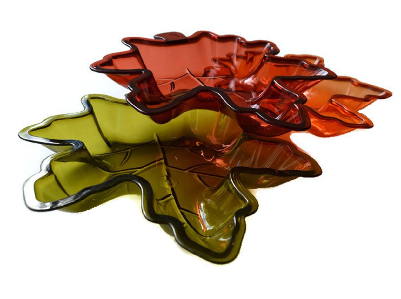 Autumn Fall Leaves Plastic Serving Trays, 3-pc Set