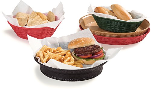 Carlisle FoodService Products 652703 WeaveWear Round Serving Basket, 10", Black (Pack of 12)