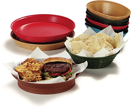 Carlisle FoodService Products 652703 WeaveWear Round Serving Basket, 10", Black (Pack of 12)