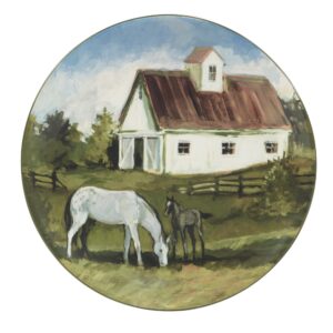 certified international york stables round platter 12.5", large, multicolor