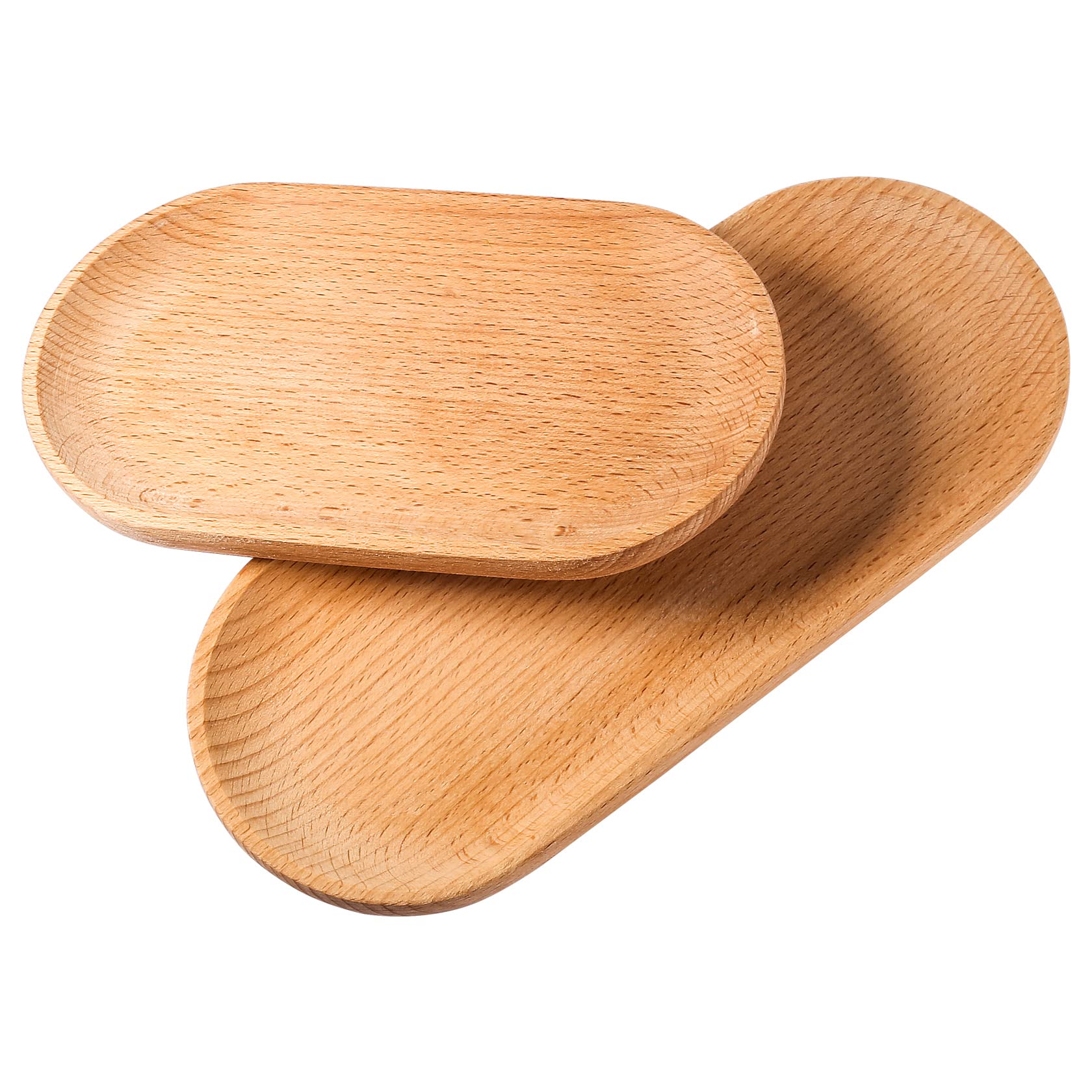 Wooden Serving Trays, 2 Pcs 9 in 7 in Charcuterie Boards Salad Plates Oval Shaped Wood Plates Cheese Fruit Tableware Decorative Tray for Wine, Cake, Crackers, Brie and Meat Large, Thick Wooden Fancy