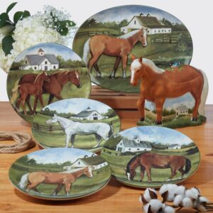 Certified International York Stables Round Platter 12.5", Large, Multicolor