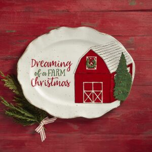 Mud Pie Farmhouse Barn Christmas Platter, Multi, 12.5" x 16"