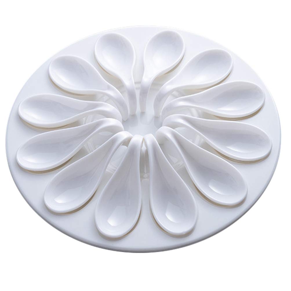 YARNOW Deviled Egg Tray Melamine Platter Serving Dish 12-Hole Porcelain Foie Gras Roe Spoon Meatballs and Shrimp Platter Tableware for Home Restaurant