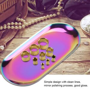 Fdit Nordic Style Storage Tray Cosmetics Jewelry Stainless Steel Cake Plate for Home Kitchen(Rainbow S)