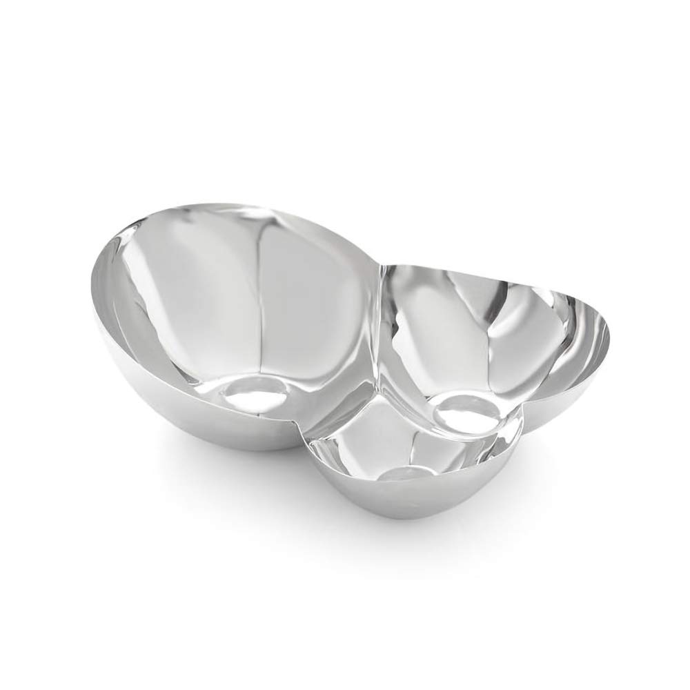 Nambe - Pulse Collection - Chip & Dip Bowl - Measures at 7.5" x 9.5" x 4" - Made of Stainless Steel - Hand Wash Only - Designed by Sena & Seidenfaden Design