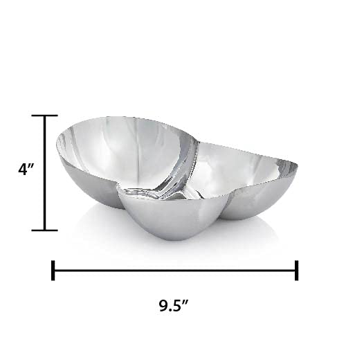 Nambe - Pulse Collection - Chip & Dip Bowl - Measures at 7.5" x 9.5" x 4" - Made of Stainless Steel - Hand Wash Only - Designed by Sena & Seidenfaden Design