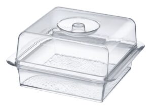 clear premium acrylic square serving tray with lid (7.5" x 7.5" x 3.88", pack of 6) - perfect for parties, events, & dining