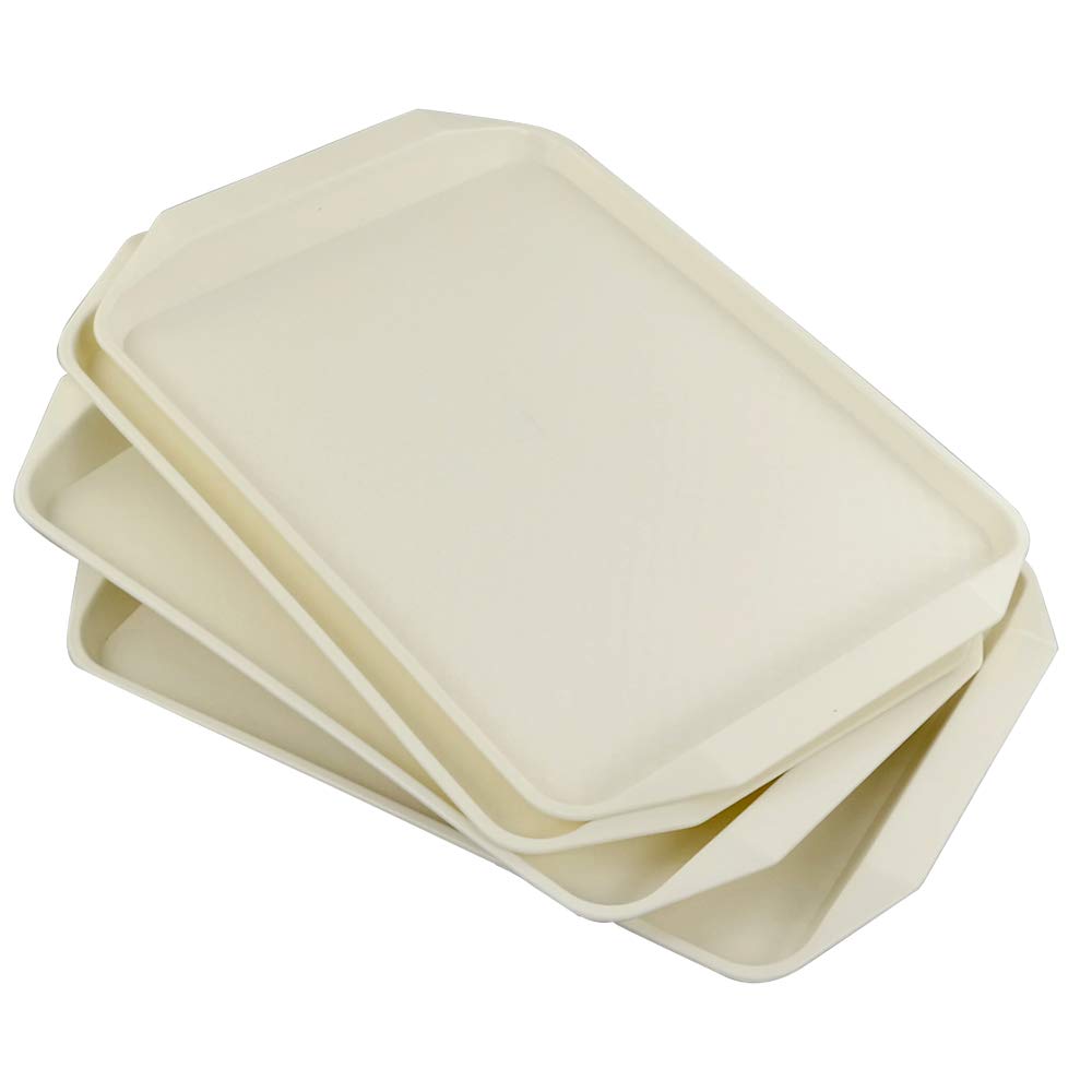 Utiao Plastic Fast Food Serving Trays for Eating, 4 Packs, Off-White