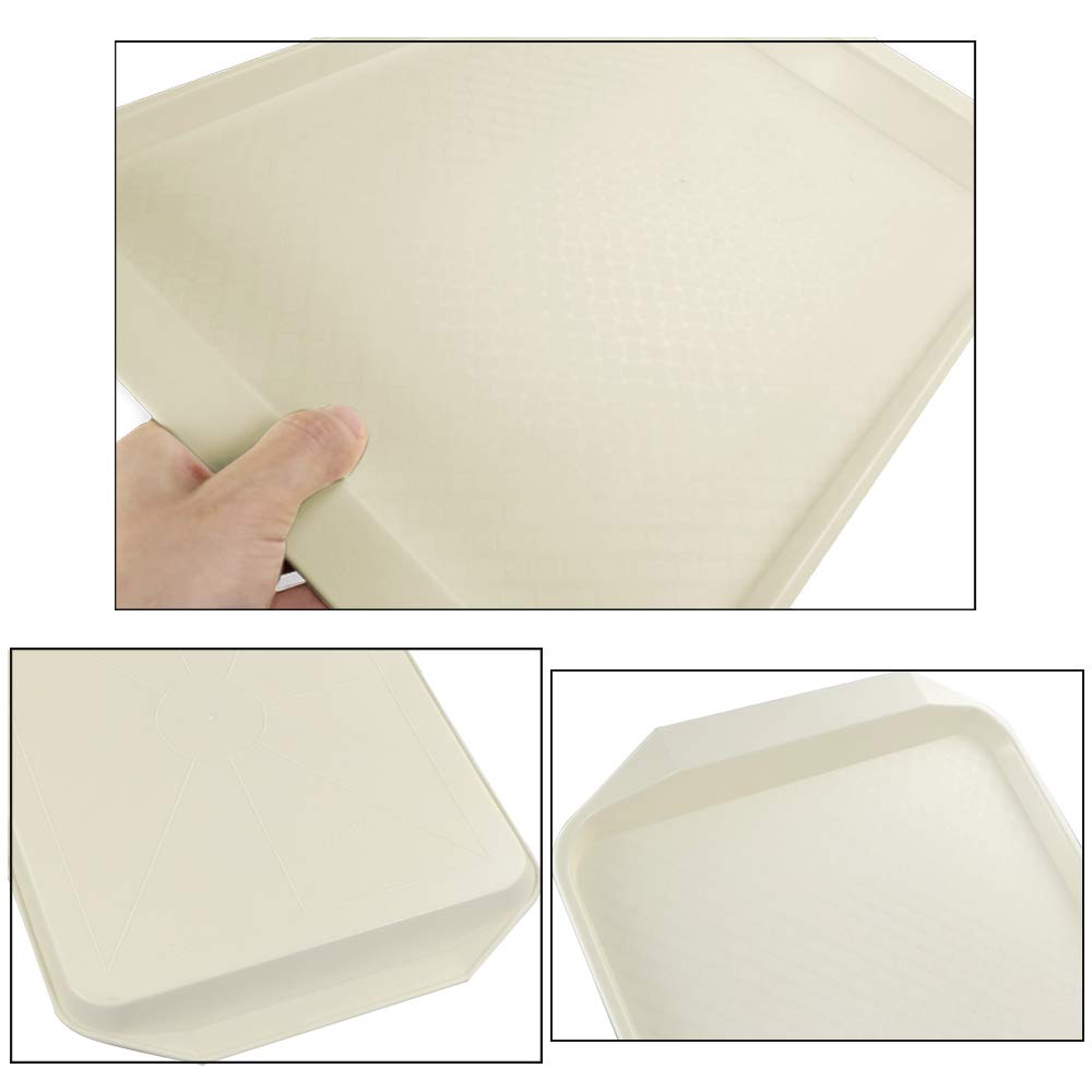 Utiao Plastic Fast Food Serving Trays for Eating, 4 Packs, Off-White