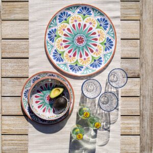 TarHong Abode Homewares Rio Medallion Round Platter, 14", Pure Melamine, Indoor/Outdoor