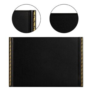 ZENFUN 2 Pack Black Rectangular Serving Trays with Golden Edge, Plastic Restaurant Serving Platters Stylish Non Slip Food Tray Multi-Purpose for Coffee Table, Kitchen, 16.7'', 14.7''