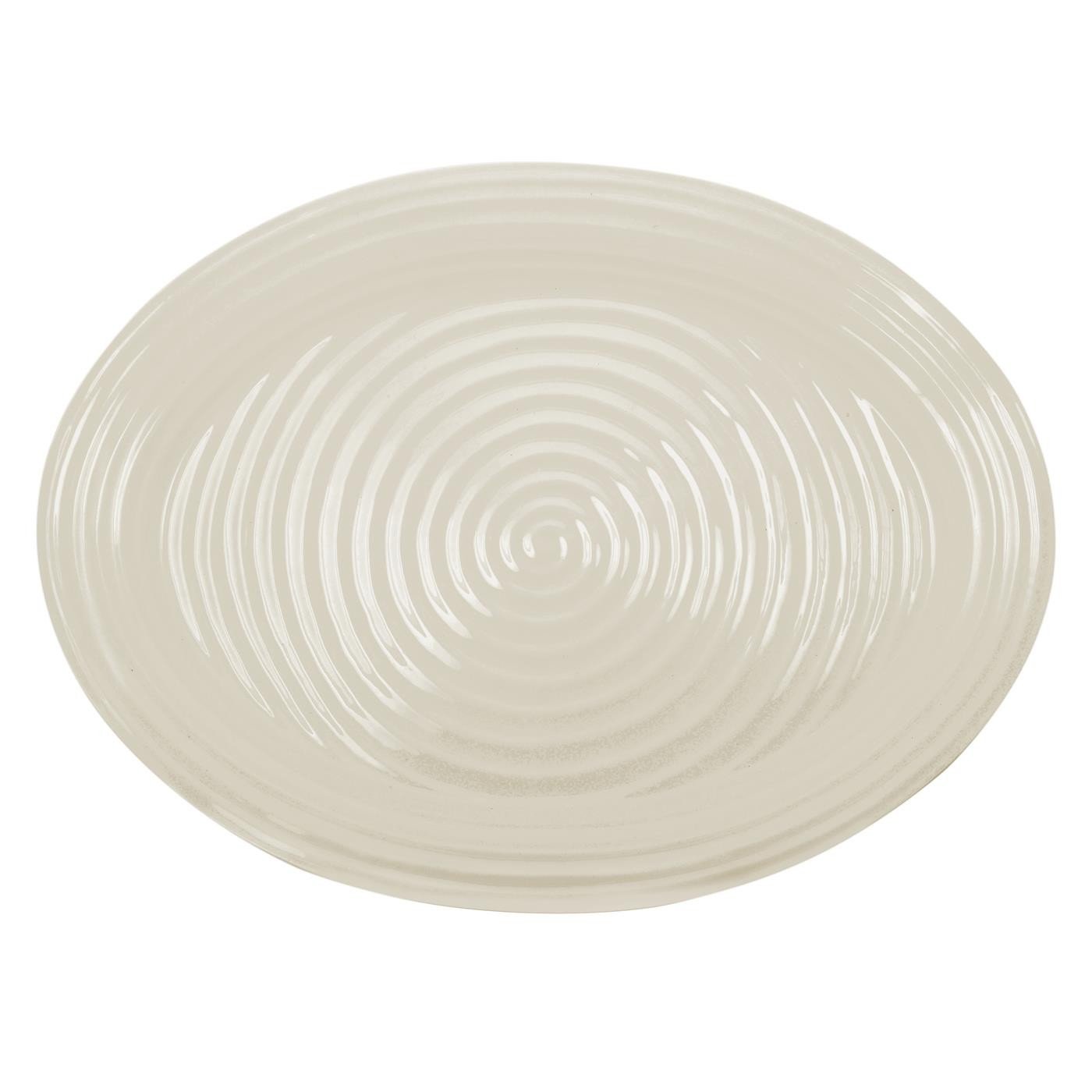 Portmeirion Sophie Conran Pebble Medium Oval Platter | Porcelain Serving Tray for Appetizers, Snacks, and Sandwiches | 14.5 x 12 Inch | Dishwasher and Microwave Safe