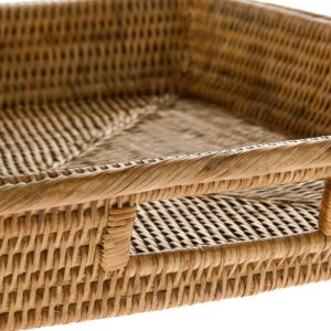 KOUBOO 1020046 La Jolla Rattan Square Serving Tray, 17.5" x 17.5" x 2.75", Honey Brown