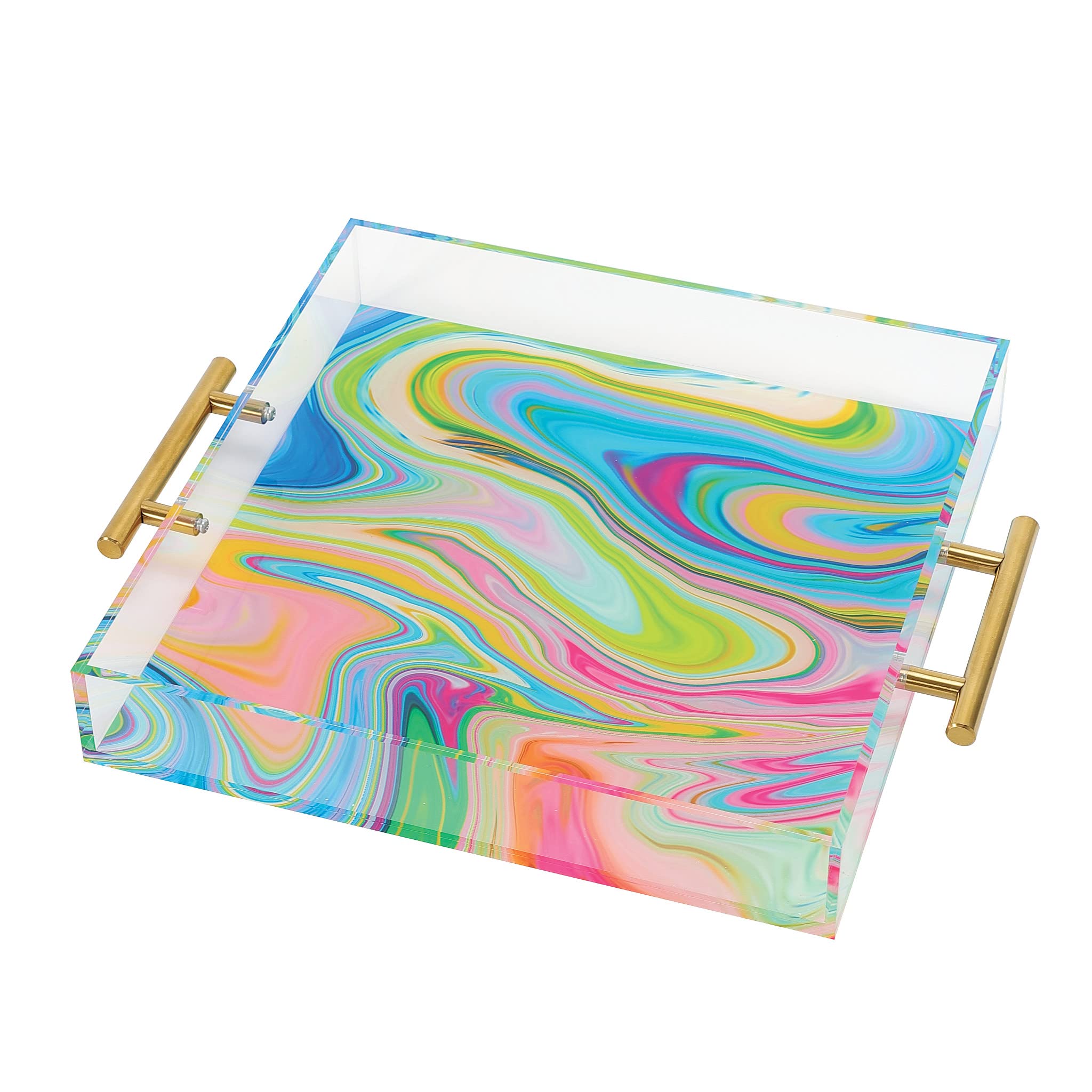 Enesco Izzy and Oliver EttaVee in The Groove Marbled Decorative Coffee Table Serving Tray, 2 Inches, Multicolor