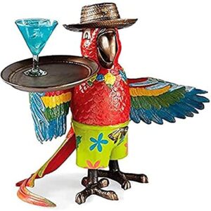 Serving Tray for Beer Vacation Party Drink Serving Parrot Butler, Parrot Butler Statue Bird Drink Serving , Retro Indoor Living Room Pool Kitchen Handicraft Decoration (22X12x20cm)