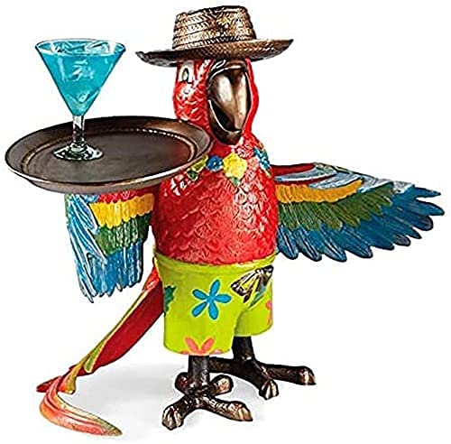 Serving Tray for Beer Vacation Party Drink Serving Parrot Butler, Parrot Butler Statue Bird Drink Serving , Retro Indoor Living Room Pool Kitchen Handicraft Decoration (22X12x20cm)