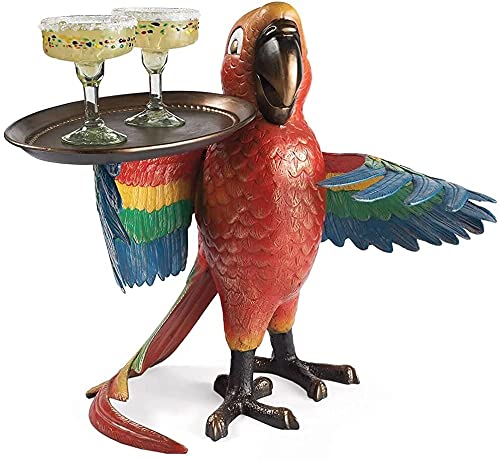 Serving Tray for Beer Vacation Party Drink Serving Parrot Butler, Parrot Butler Statue Bird Drink Serving , Retro Indoor Living Room Pool Kitchen Handicraft Decoration (22X12x20cm)