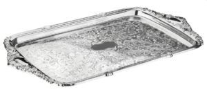 tray silver plated with tarnish resistant quoting 48-cm x 28-cm made in england