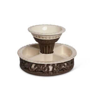 gg 14" d acanthus crudite holder other decor, 13inl x 13inw x 9.5inh, cream