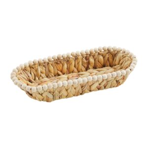 Mud Pie Beaded Hyacinth Nested Basket Set, Beaded, Small 5" x 12 1/2" | Large 6 1/2" x 16 1/2"