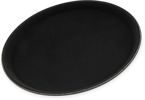 Carlisle FoodService Products 1100GL004 GripLite Rubber Lined Non-Slip Round Serving Tray, 11" Diameter, Black (Pack of 12)