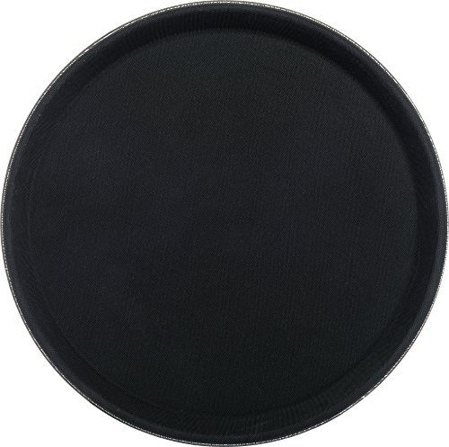 Carlisle FoodService Products 1100GL004 GripLite Rubber Lined Non-Slip Round Serving Tray, 11" Diameter, Black (Pack of 12)