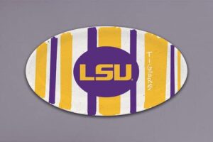 magnolia lane lsu tigers football oval striped platter, 12.25-inch length, melamine, kitchen accessories