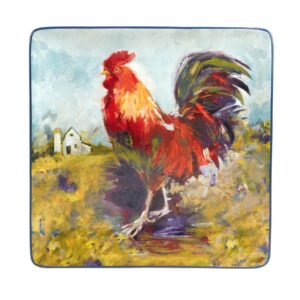 Certified International Rooster Meadow Square Platter, 12.5" x 12.5" x 1.25"