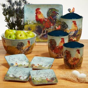 Certified International Rooster Meadow Square Platter, 12.5" x 12.5" x 1.25"