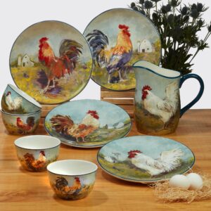 Certified International Rooster Meadow Square Platter, 12.5" x 12.5" x 1.25"