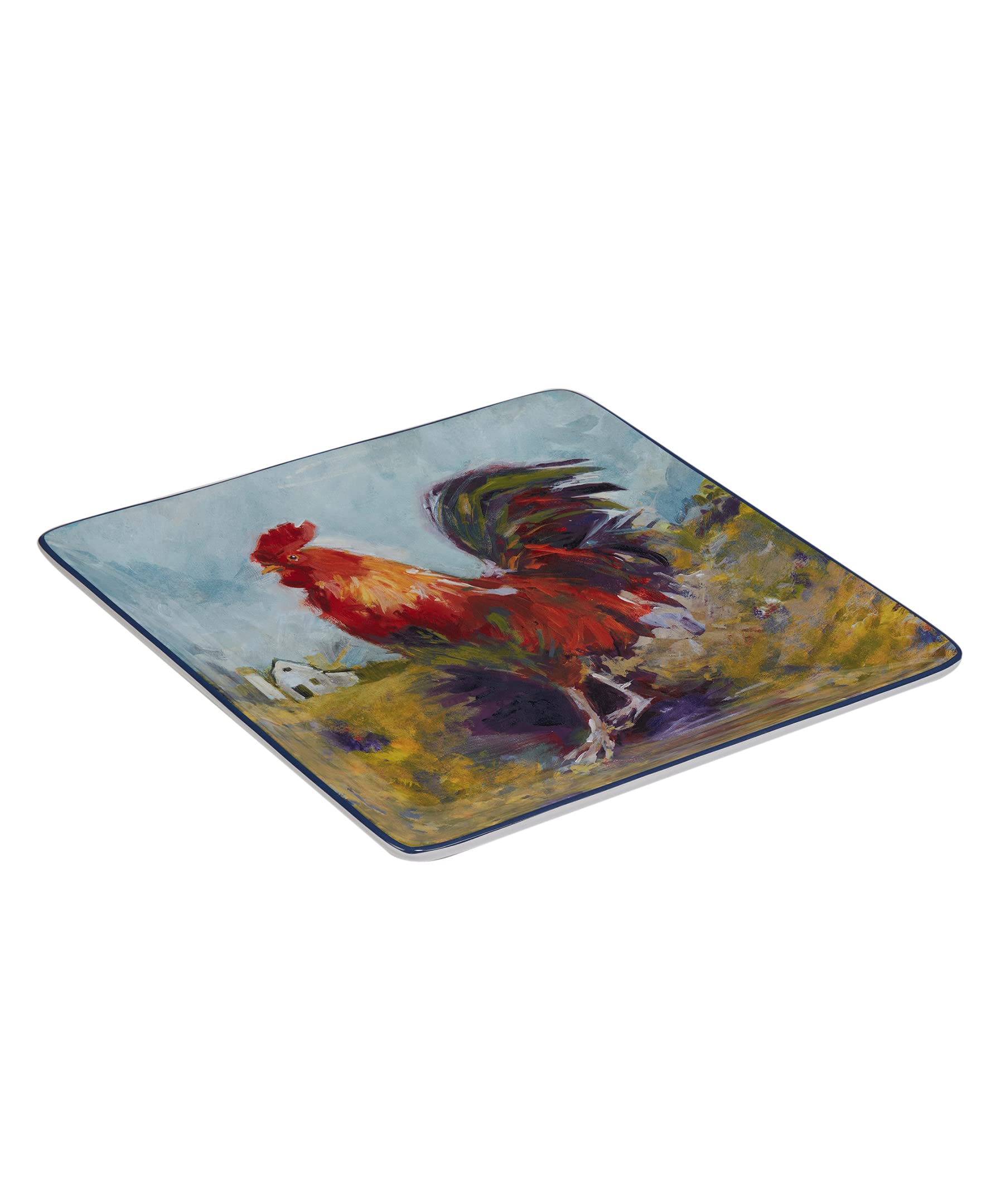 Certified International Rooster Meadow Square Platter, 12.5" x 12.5" x 1.25"