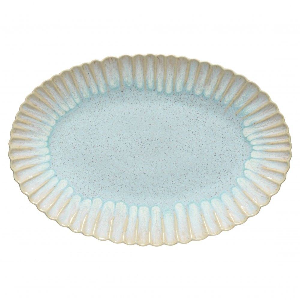 Casafina Ceramic Stoneware 16'' Oval Platter - Mallorca Collection, Sea Blue | Microwave, Dishwasher, Oven & Freezer Safe Dinnerware | Food Safe Glazing | Restaurant Quality Serveware