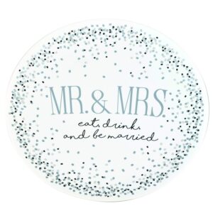 enesco our name is mud wedding mrs. eat drink and be married platter, 11.25 inch, multicolor