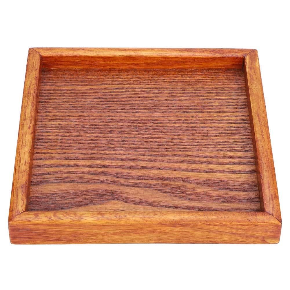 Fdit Small Portable Square Shape Solid Wood Tea Coffee Snack Food Dinning Serving Tray Plate for Home Kitchen Accessories(18 * 18 * 2)