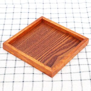 Fdit Small Portable Square Shape Solid Wood Tea Coffee Snack Food Dinning Serving Tray Plate for Home Kitchen Accessories(18 * 18 * 2)