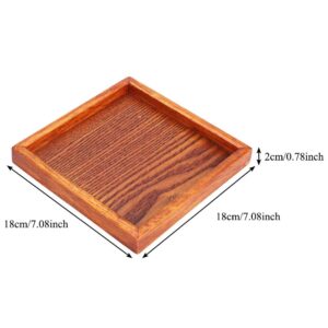 Fdit Small Portable Square Shape Solid Wood Tea Coffee Snack Food Dinning Serving Tray Plate for Home Kitchen Accessories(18 * 18 * 2)