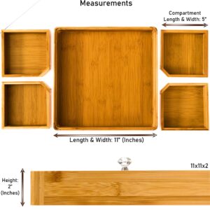 Serving Platter - Bamboo Divided Serving Tray with Lid & Removable Dividers - Great Veggie Tray Serving Dish, Candy Bowl, Serving Trays for Party, Taco Dip Parties Platters, & Chip Bowls for Parties!