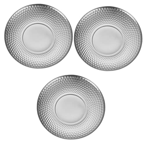 Zerodeko 3pcs Hammered Fruit Plate round salad plates metal dinner plate large dinner plate camping tableware plate fish serving platter Disc Japanese-style child Stainless steel food plate