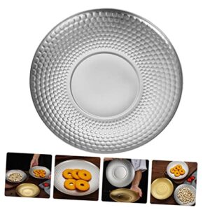 Zerodeko 3pcs Hammered Fruit Plate round salad plates metal dinner plate large dinner plate camping tableware plate fish serving platter Disc Japanese-style child Stainless steel food plate