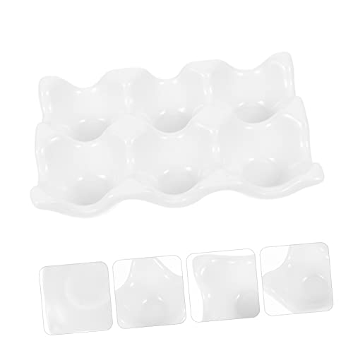 Cabilock 1 Pc ceramic egg tray egg filler flats kitchen egg storage flats fridge egg holder quail egg cartons egg crates egg dispenser egg carrier egg flats mustard ceramics white non-slip